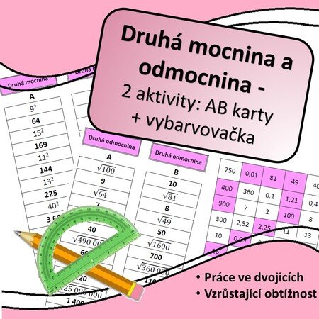 Druhá mocnina a odmocnina - AB karty + vybarvovačka - Matematika ...